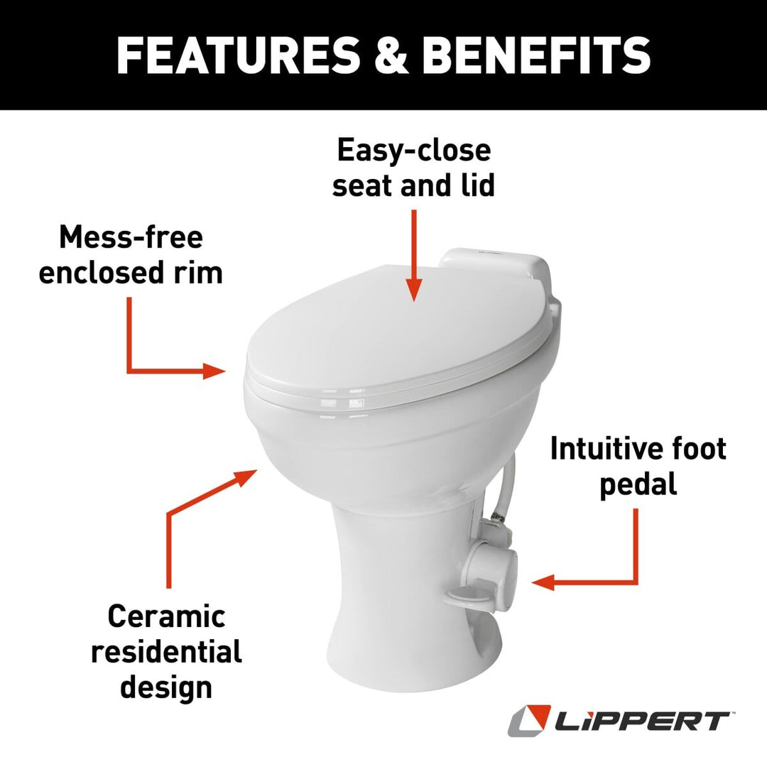 Lippert | Flow Max RV Toilet - Elongated Ceramic Bowl | 2022113192
