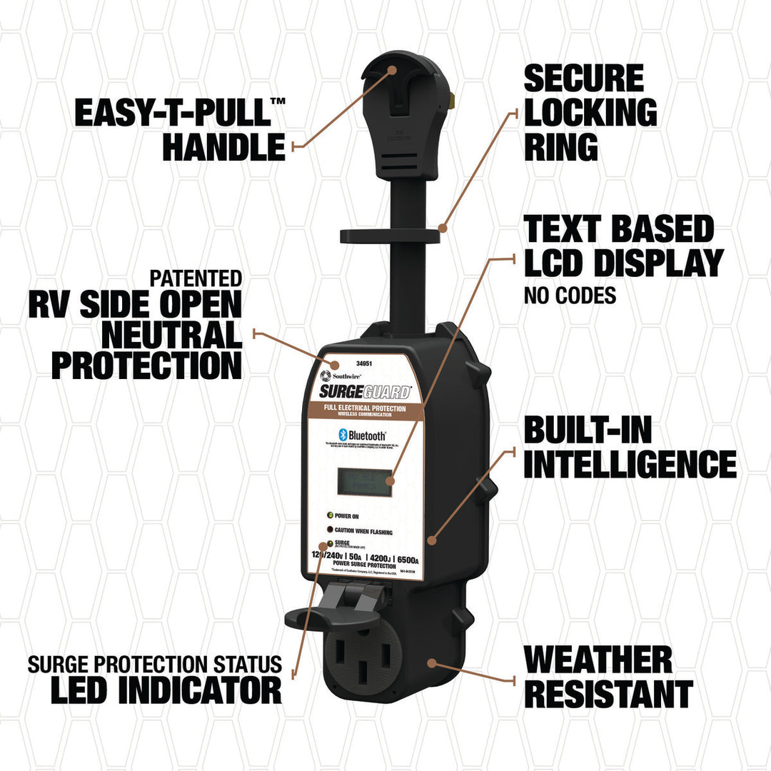 Southwire | 50 Amp Surge Protector | 34951 | Bluetooth | Compatible wi