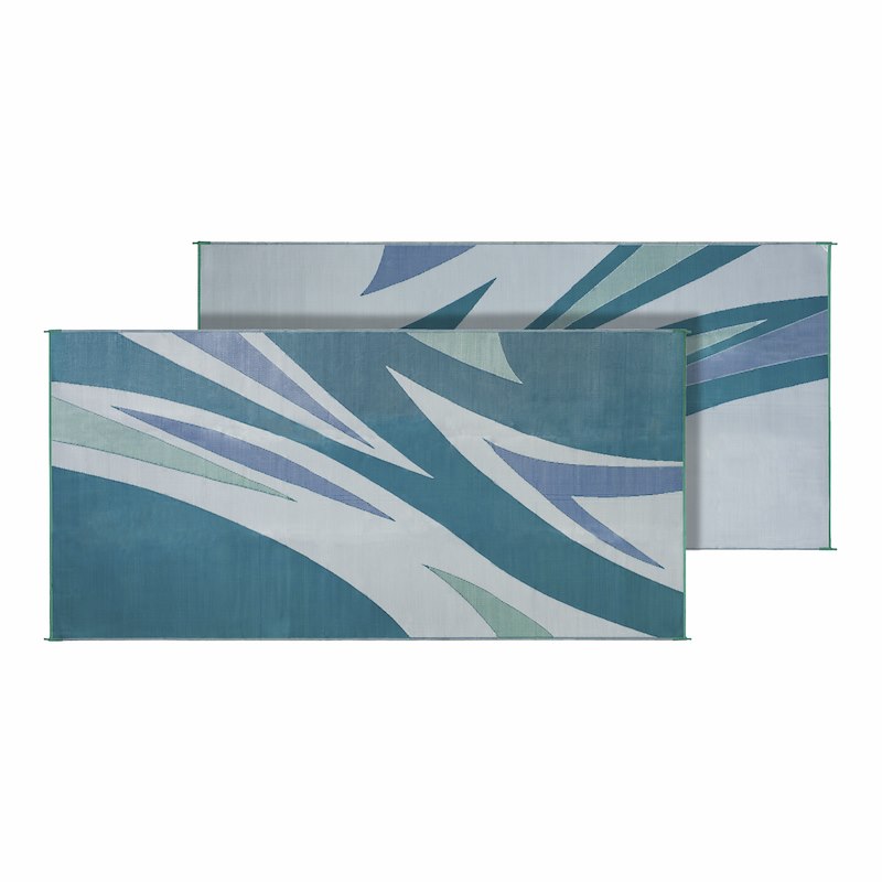 Faulkner | Green/Blue Summer Waves Patio Mat | 45637 | 8' x 16'